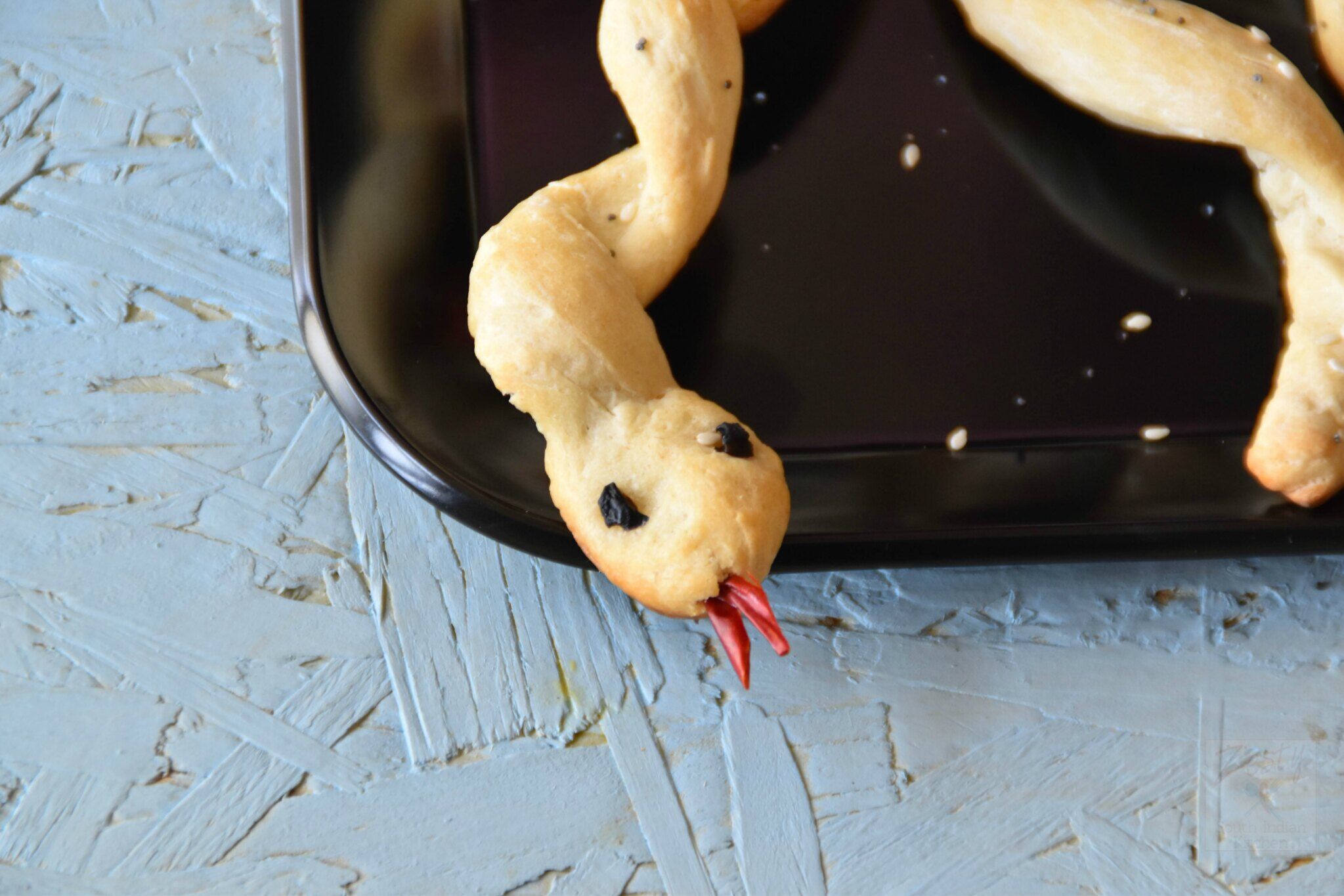 Bread Stick Snakes - Zesty South Indian Kitchen