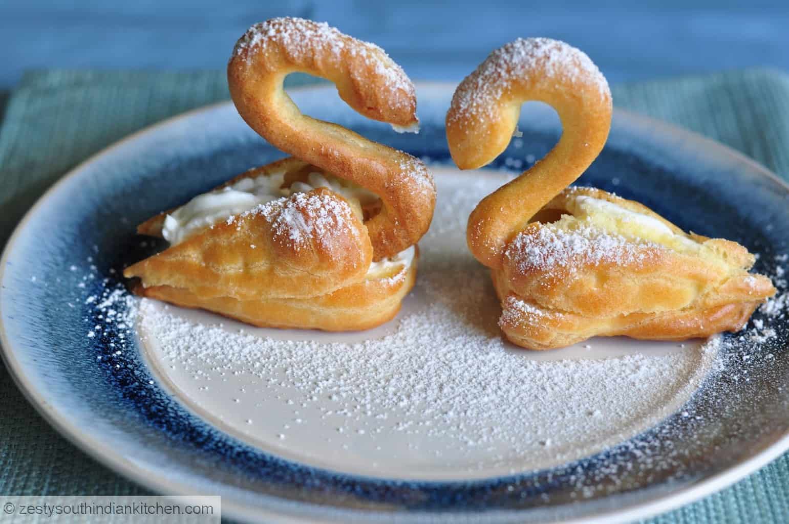 Pâte à Choux Swans with Cream Cheese Chantilly - Zesty South Indian Kitchen