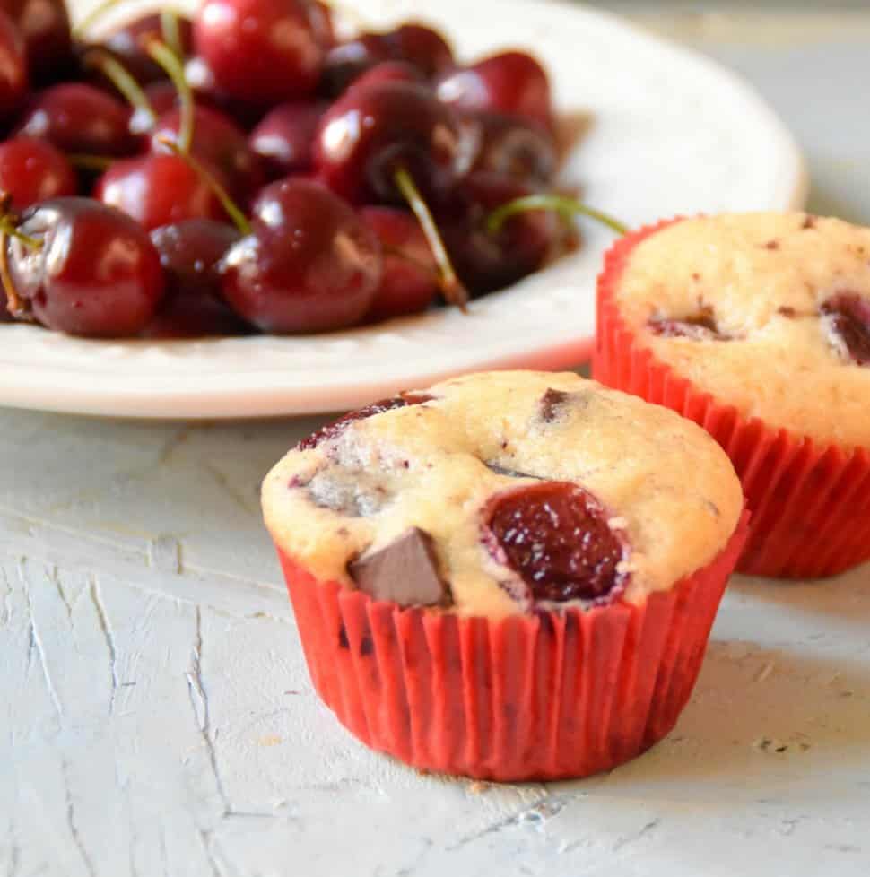 Chocolate Cherry Muffins - Zesty South Indian Kitchen
