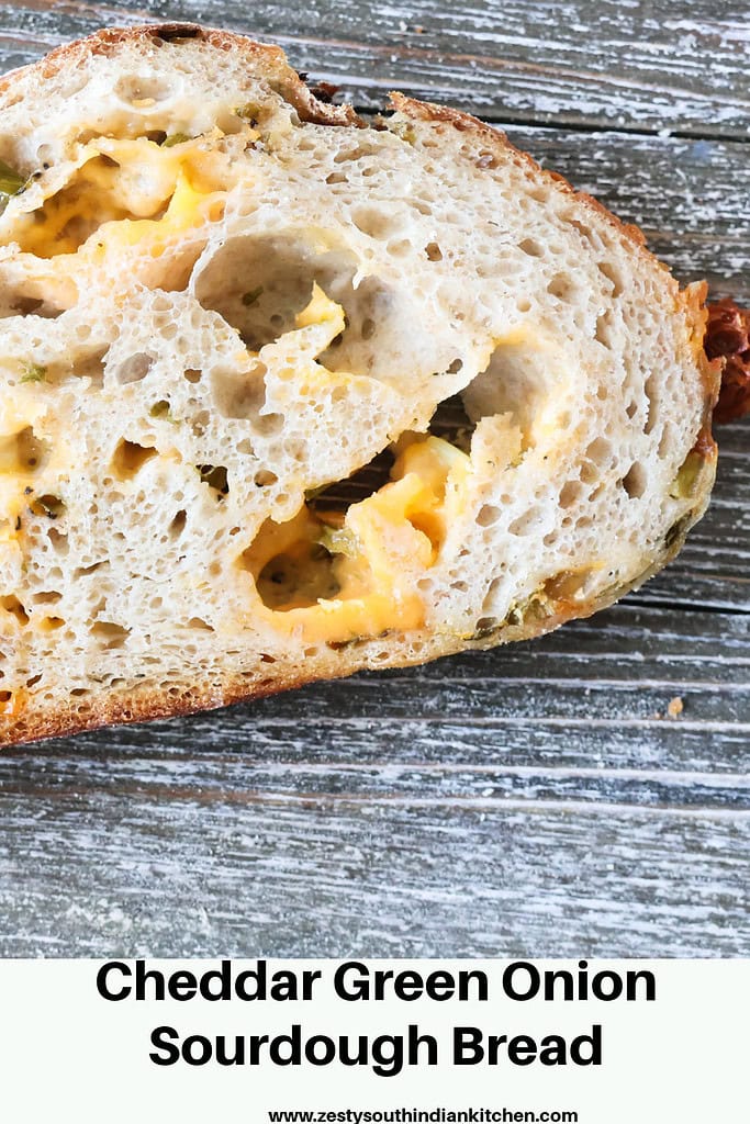 Cheddar Green Onion Sourdough Bread - Zesty South Indian Kitchen