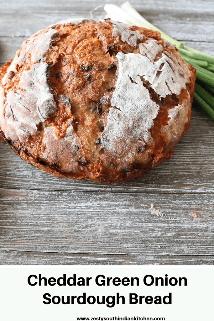 Cheddar Green Onion Sourdough Bread - Zesty South Indian Kitchen