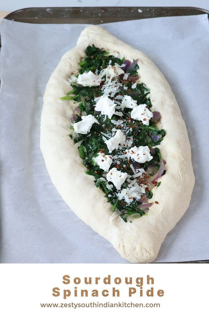 Sourdough Spinach Pide - Zesty South Indian Kitchen