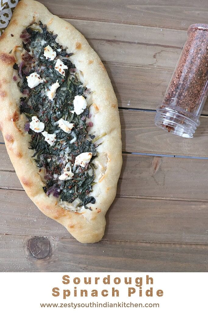 Sourdough Spinach Pide - Zesty South Indian Kitchen