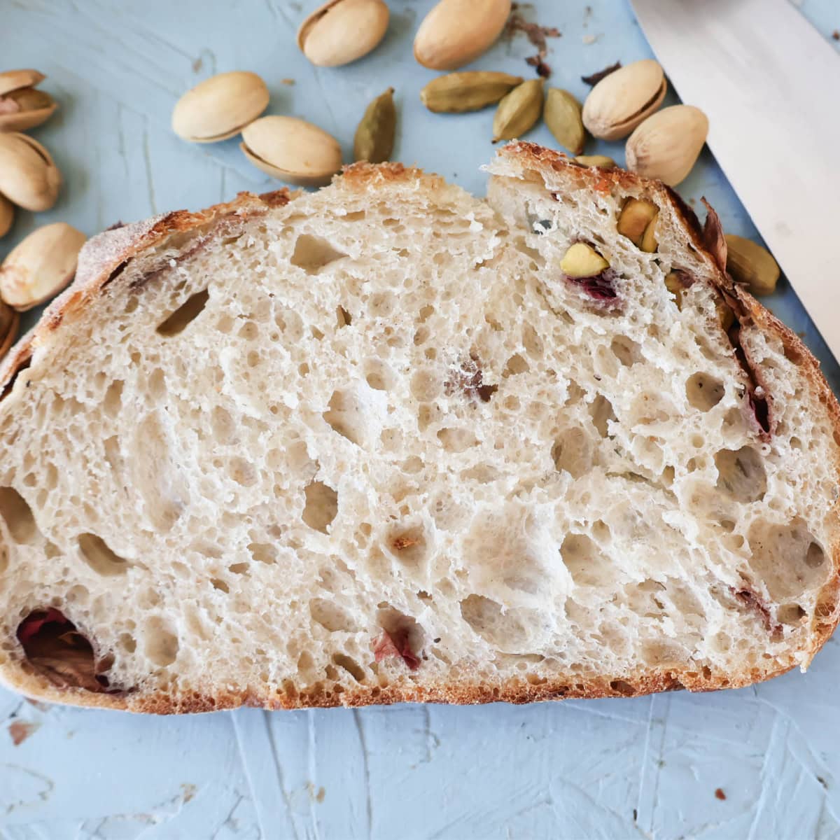 Rose Petal Pistachio Cardamom Sourdough - Zesty South Indian Kitchen